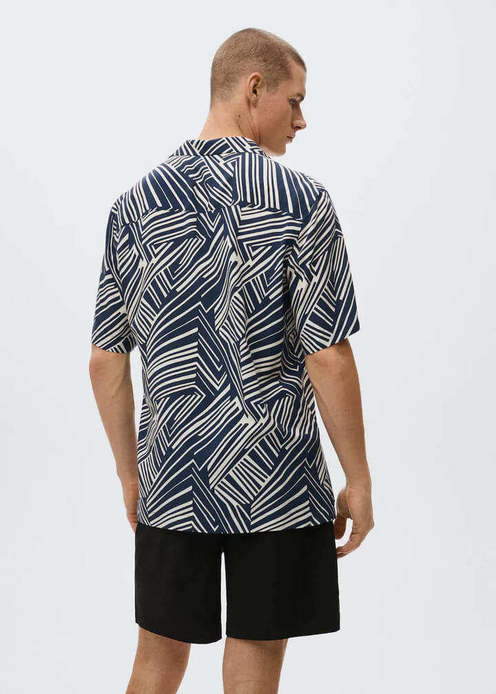 Abstract Print Navy Color Short Sleeve Shirt – Roar Fox