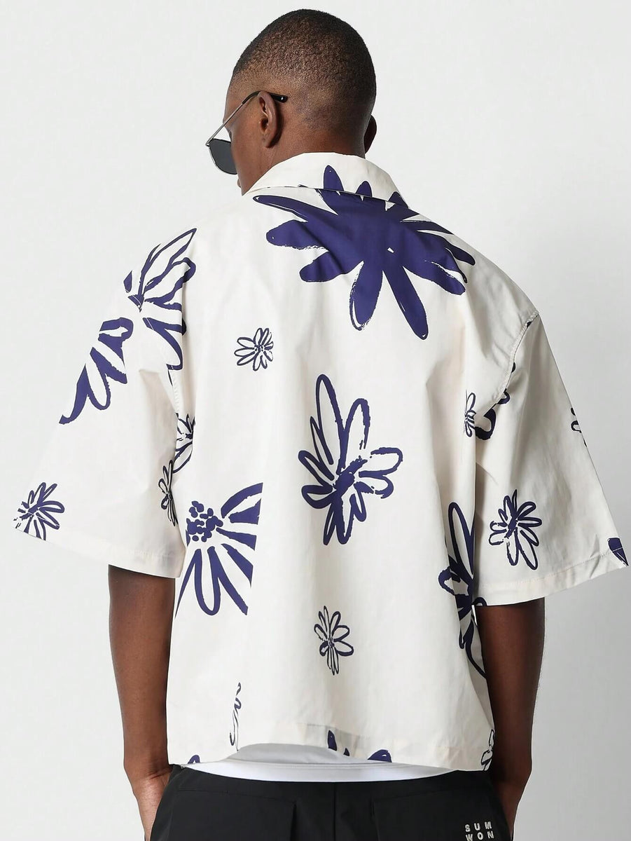 Boxy Fit Zip Through Shirt With All Over Print – Roar Fox