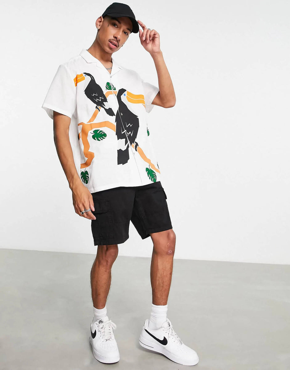 Comfy Bird Print Short Sleeve Shirt – Roar Fox