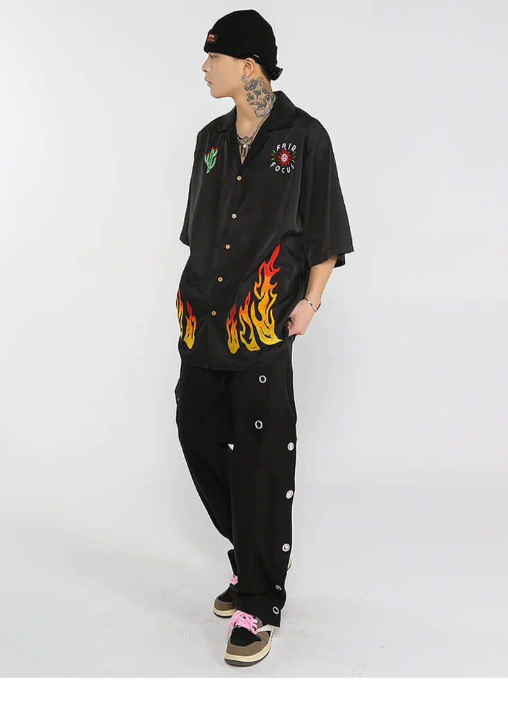 Designer Flame Printed Shirt – Roar Fox