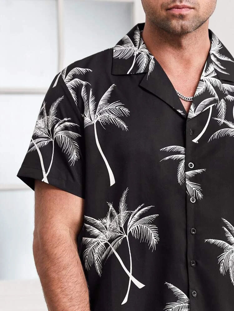 Extended Sizes Men Palm Tree Print Co-Ords – Roar Fox