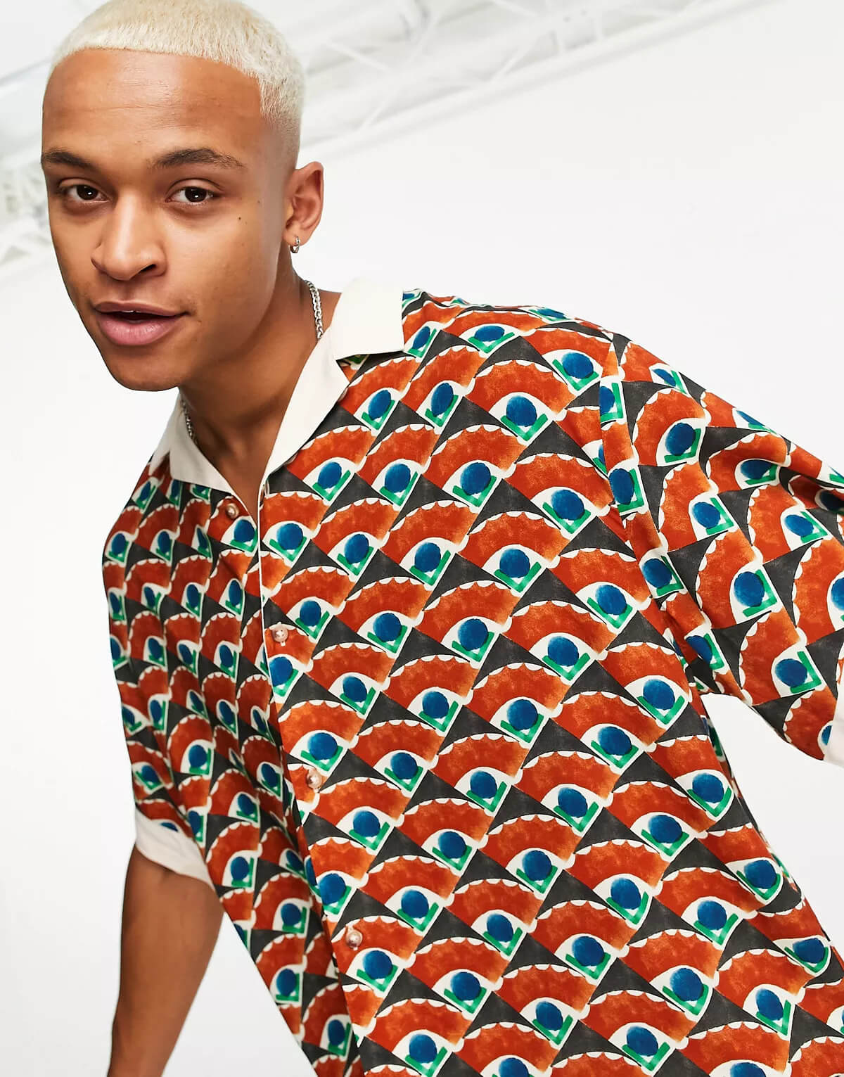 Geo Print With Cut and Sew Border Revere Shirt – Roar Fox