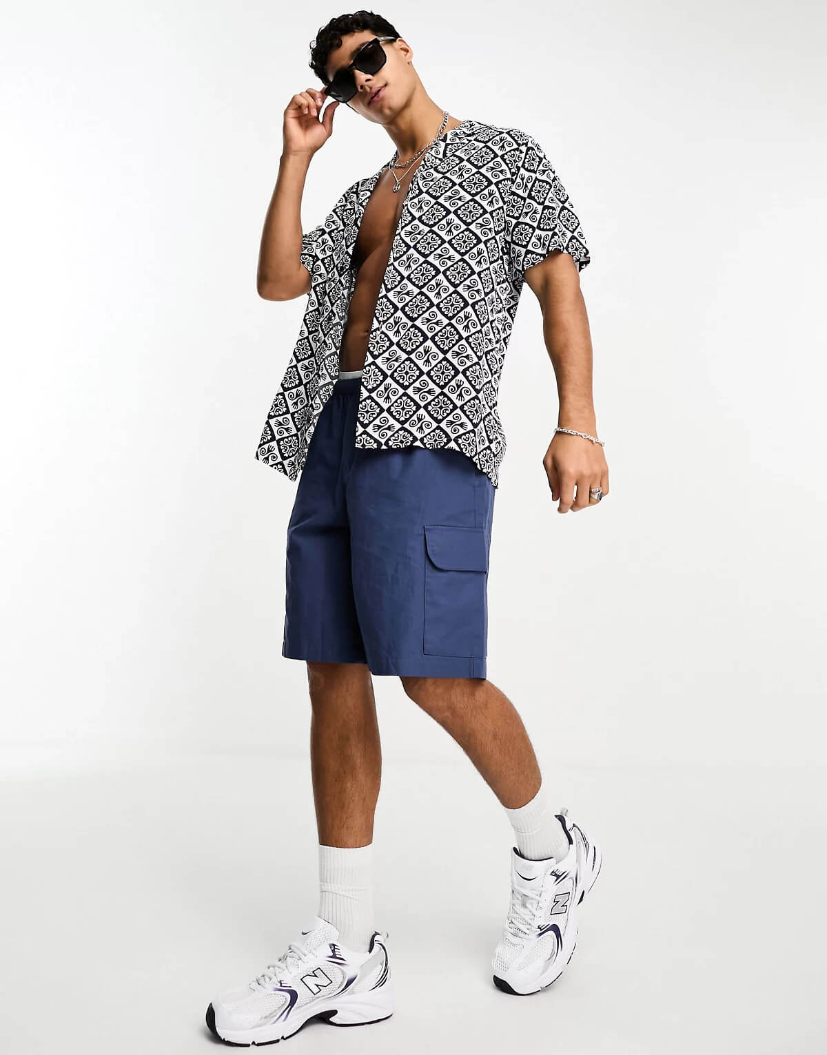 Geo Tile Print Revere Collar Print Shirt – Roar Fox