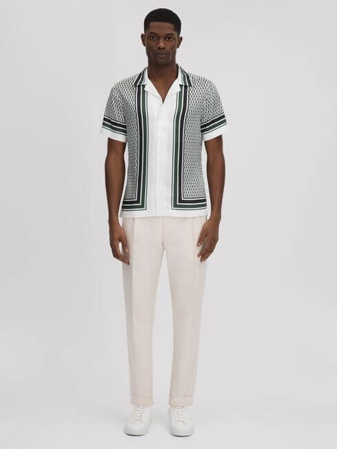 Geometric Print Cuban Collar Shirt – Roar Fox