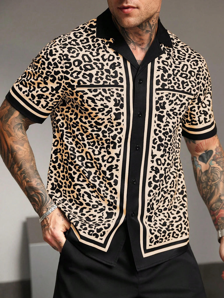 Men's Contrast Trim Leopard Print Shirt – Roar Fox