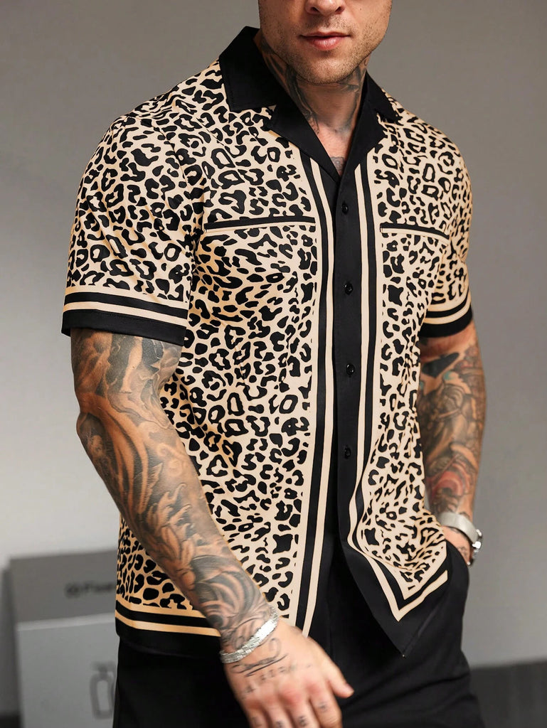 Men's Contrast Trim Leopard Print Shirt – Roar Fox