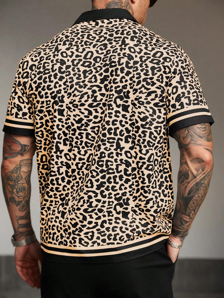 Men's Contrast Trim Leopard Print Shirt – Roar Fox