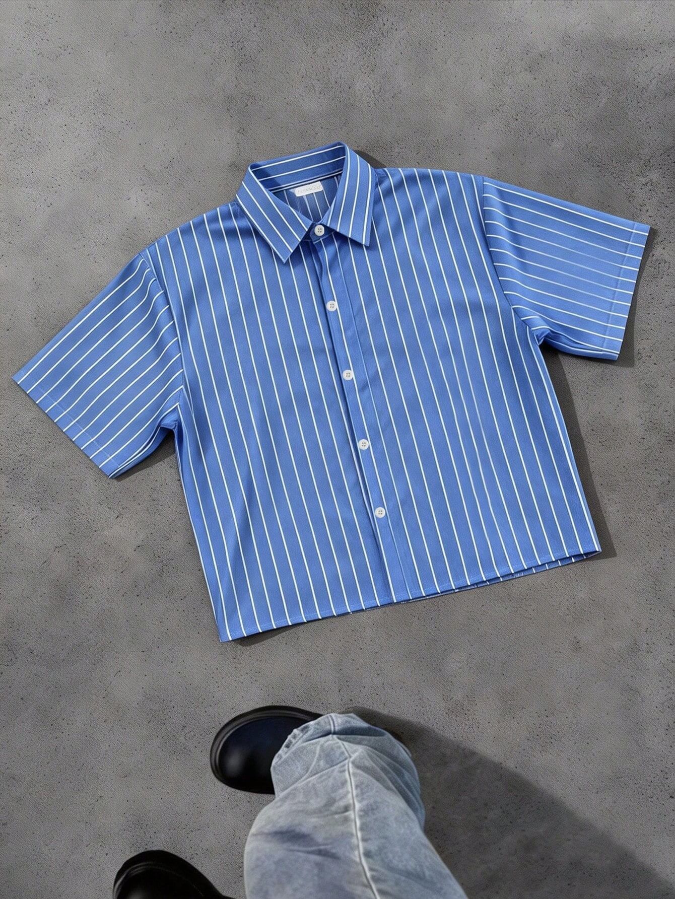 Men's Cotton Striped Short Sleeve Spring Summer Shirt – Roar Fox