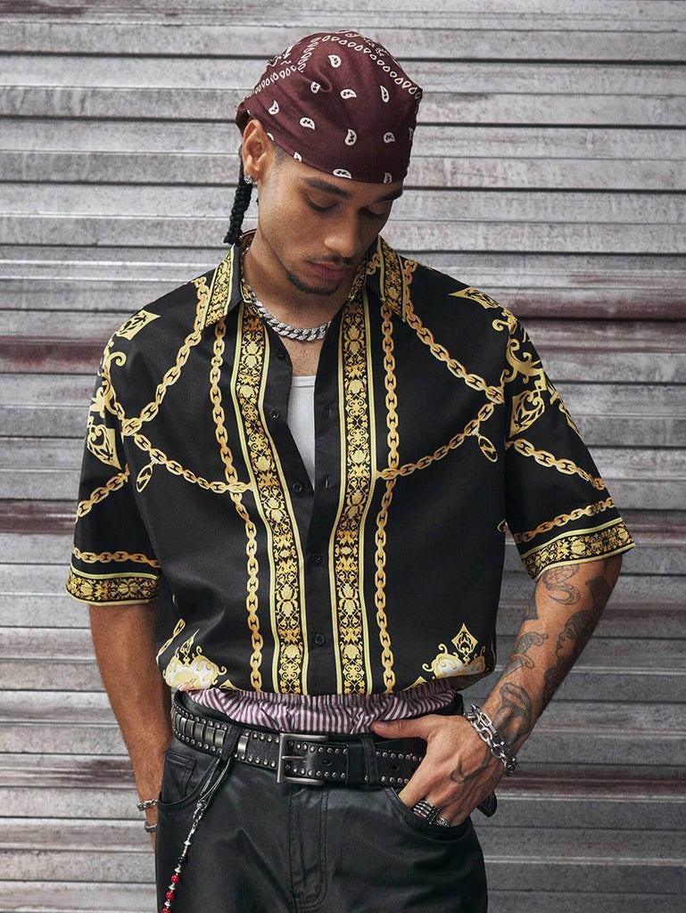 Men's Summer Vacation Casual Chain Print Shirt – Roar Fox